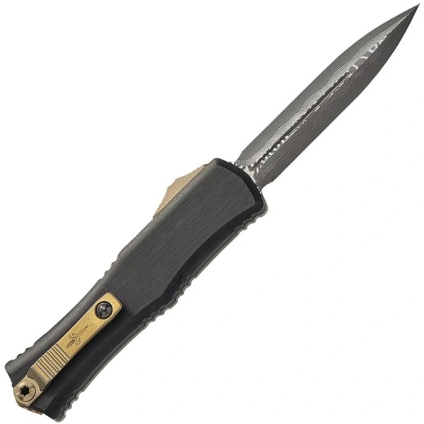 Ніж Microtech Hatori Cowry-Y Damascus Jade G10 W/Befted Black Anodized ...